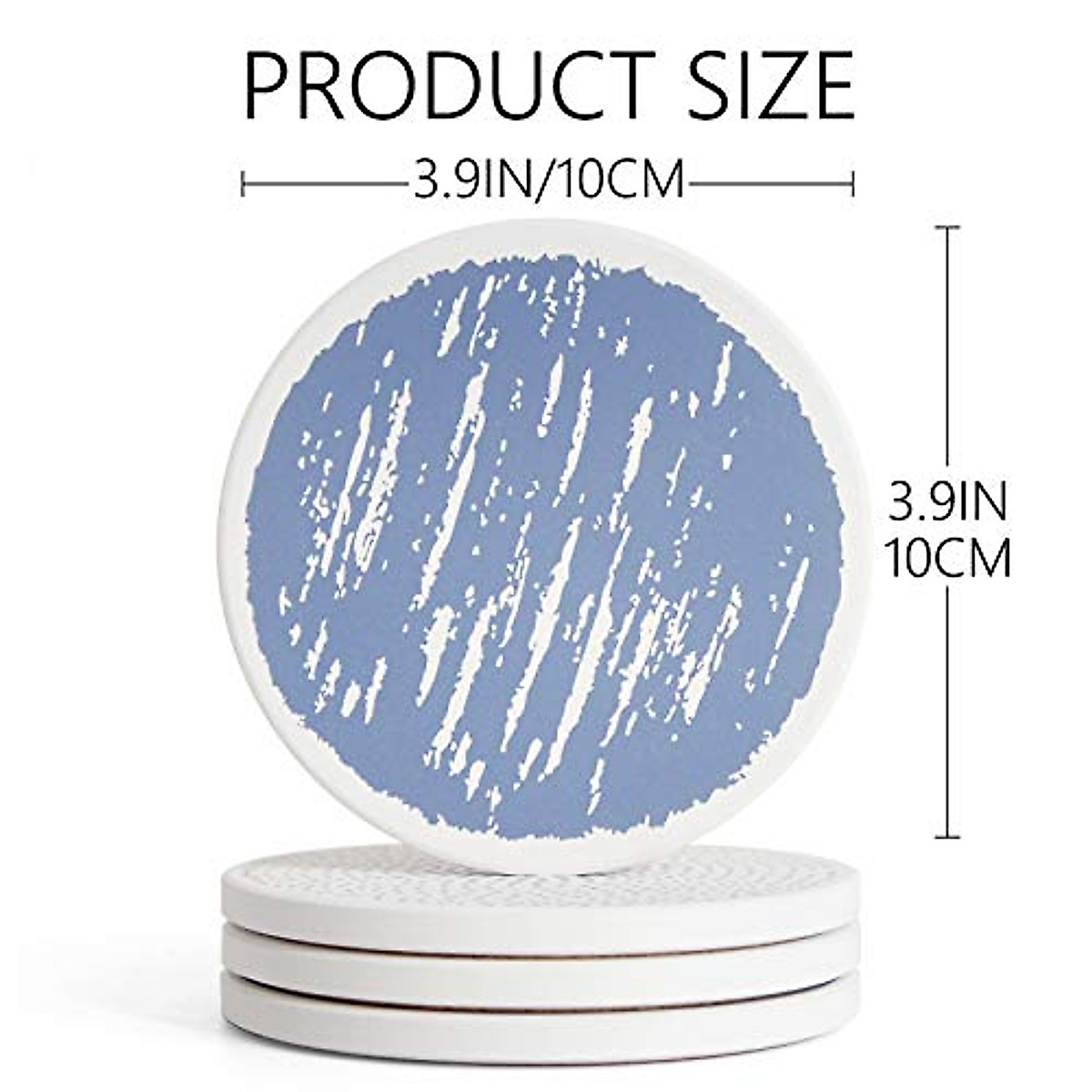 Absorbing Stone Coasters for Drinks Cork Base, with 2 Holder, for Housewarming, Apartment Kitchen Room Bar Decor, Suitable for Wooden Table, Set of 16 (Blue)