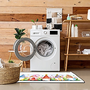 Cute Gnome with Flower Kitchen Rug Non-Slip Kitchen Mats Spring Bath Runner Doormats Area Mat Rugs Carpet for Home Decor 39" X 20"