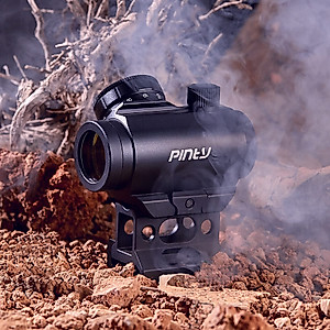 Pinty 1x25mm Tactical Red Dot Sight 3-4 MOA Compact Red Dot Scope 1” Riser Mount for Cowitness with Iron Sights Waterproof and Shockproof Scratch Resistant Amber Lens