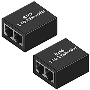 Ethernet Splitter RJ45 Network Adapter 1 to 2 High Speed Internet Extender LAN Socket Ethernet Connector for Cat5, Cat5e, Cat6, Cat7, Cat8 Ethernet Cables (2 Packs)