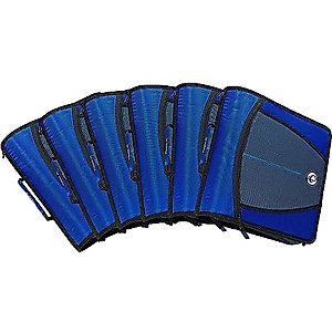 Case-it The Mighty Zip Tab Zipper Binder - 3 Inch O-Rings - 6 Pocket Expanding File Folder - 600 Sheet Capacity – Blue ( Pack of 6 )