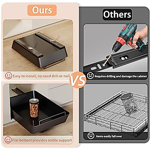 Sicamin 2 Pack Peel and Stick Pull Out Drawers for Cabinets, Adhesive Slide Out Drawers for Kitchen Cabinets Organizer, No Hardware Sliding Shelves Pantry Storage, 11.8”W x 16.5”D x 4.52" H, Black