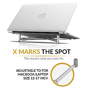 Steklo Laptop Riser - Premium Cooling Stand, Portable Laptop Stand for 12-17.3" Compatible with All Laptops MacBook Pro Air, Ideal Travel Ergonomic Compact Aluminum Adjustable, Foldable Laptop Stand