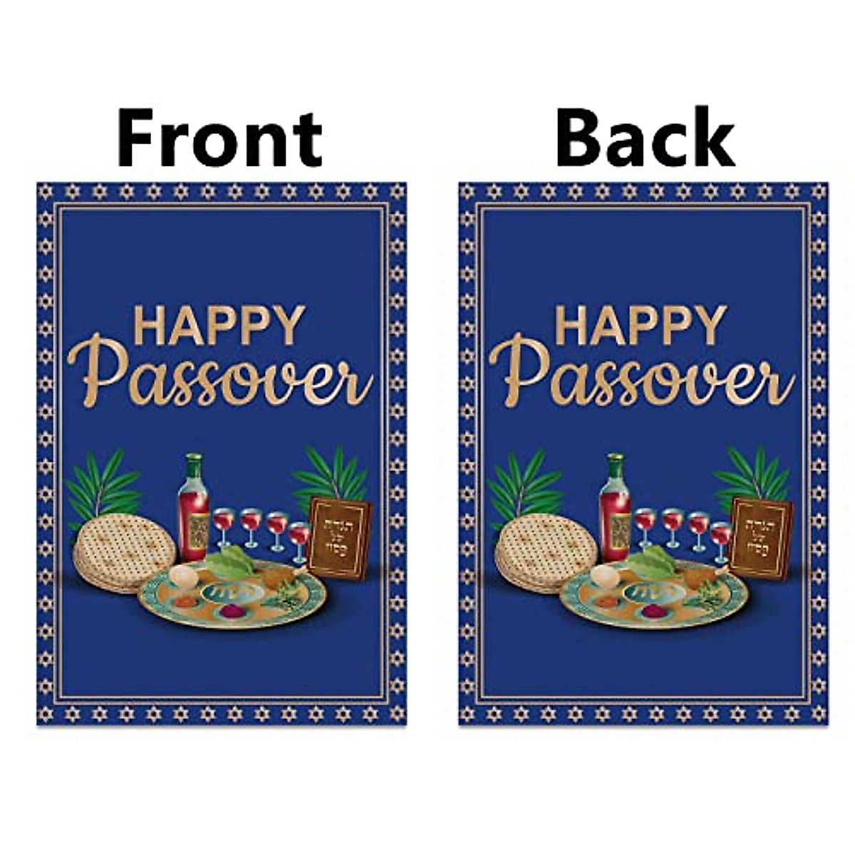 Happy Passover Garden Flag Pesach Seder Plate Matzoh Jewish Festival Holiday Vertical Double Sized Yard Outdoor Decoration