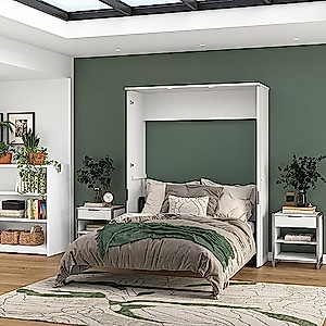 Bestar Lumina Queen Murphy Bed, Sleeping Arrangement for Multipurpose Room, White