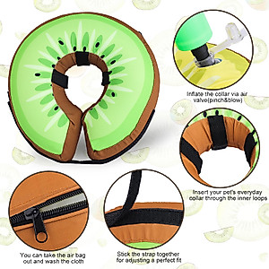Dog Recovery Collars & Cones, Inflatable Dog Cone Collar, Dog Donut Collar, Adjustable Dog Cone Alternative After Surgery, Soft Dog Cones for Small Dog & Cats, Blow Up Pet E Collar, Soft, Cute