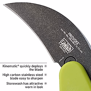 CRKT Provoke Zap Kinematic EDC Folding Pocket Knife: Morphing Karambit, Black Stonewash Stainless Steel Blade, Green Grivory Handle with Integrated Safety Lock, Low Profile Pocket Clip 4041G