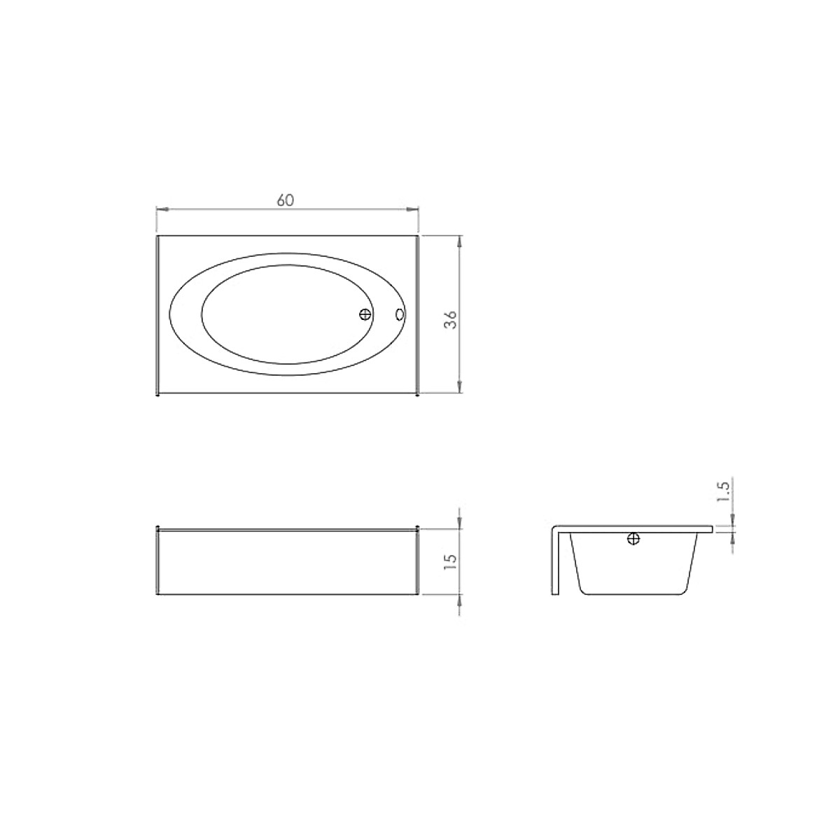 Hydro Systems Kona Rectangular Gel Coat Alcove Whirlpool Bathtub with Left Hand Drain, White, 60 x 36 x 15-Inch