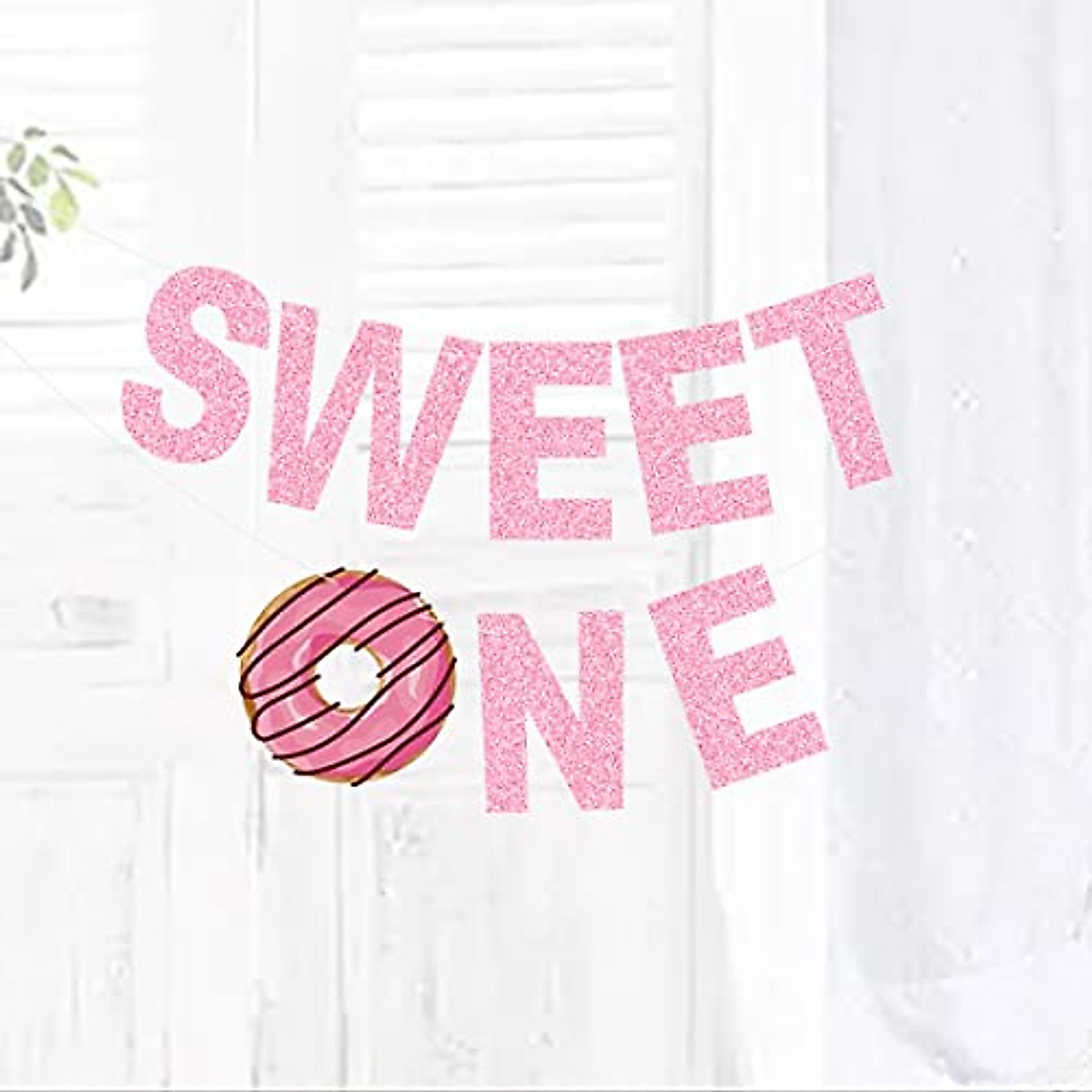 Morndew 2 Set Rose Gold Glitter Sweet One/1st Colourful Banner for Kids First Birthday Party Baby Shower Gender Reveal Party Bunting Decoration