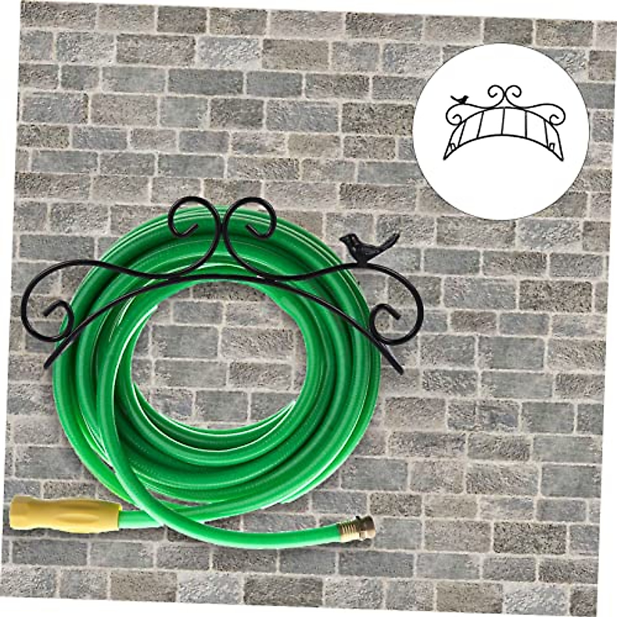 JEWEDECO Hose Wrought Iron Frame Garden Hose Hanging Hook Hose Holder Decorative Garden Hose Storage Outdoor Hose Garden Hose Reels for Outside Water Hose Hanger Wall Water Pipe Bracket