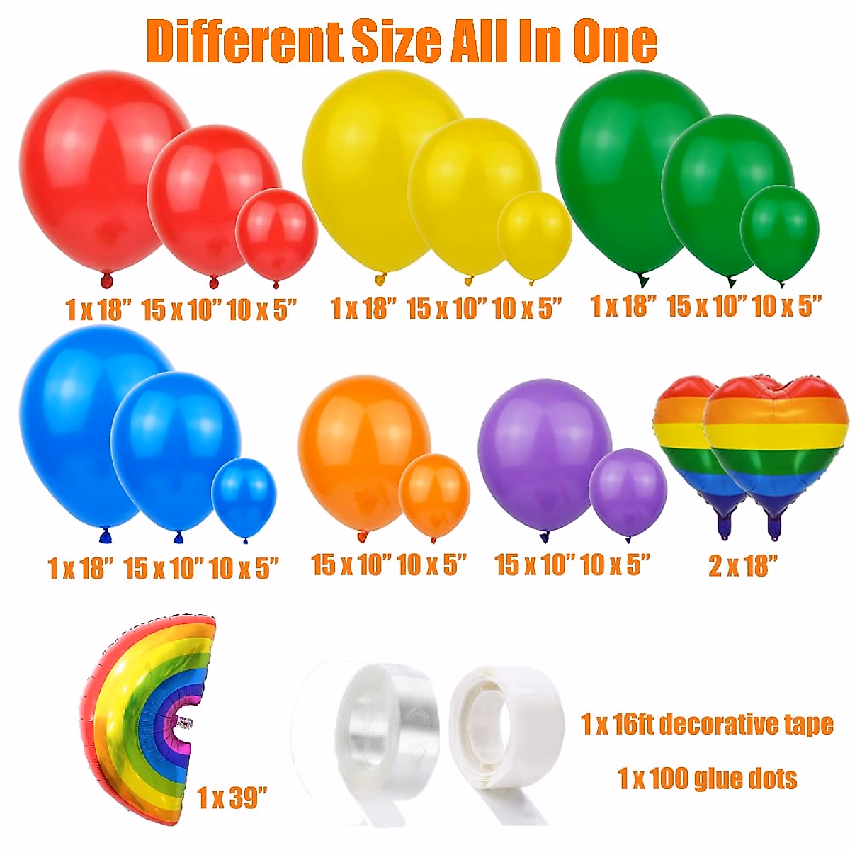OOPAT DIY Pride Month Balloon Arch kit 157pcs Rainbow Balloons GAY Pride Love is Love LGBTQ Lesbian Rainbow Bridal Shower Wedding Birthday Party Backdrop Decoration (Rainbow)
