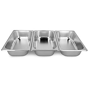 Navaris Breading Trays Set - 3 Medium Stainless Steel Pans for Preparing Bread-Crumb Dishes, Panko, Schnitzel, Coating Fish and Marinating Meat