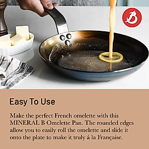 de Buyer MINERAL B Carbon Steel Omelette Pan - 11” - Naturally Nonstick - Made in France