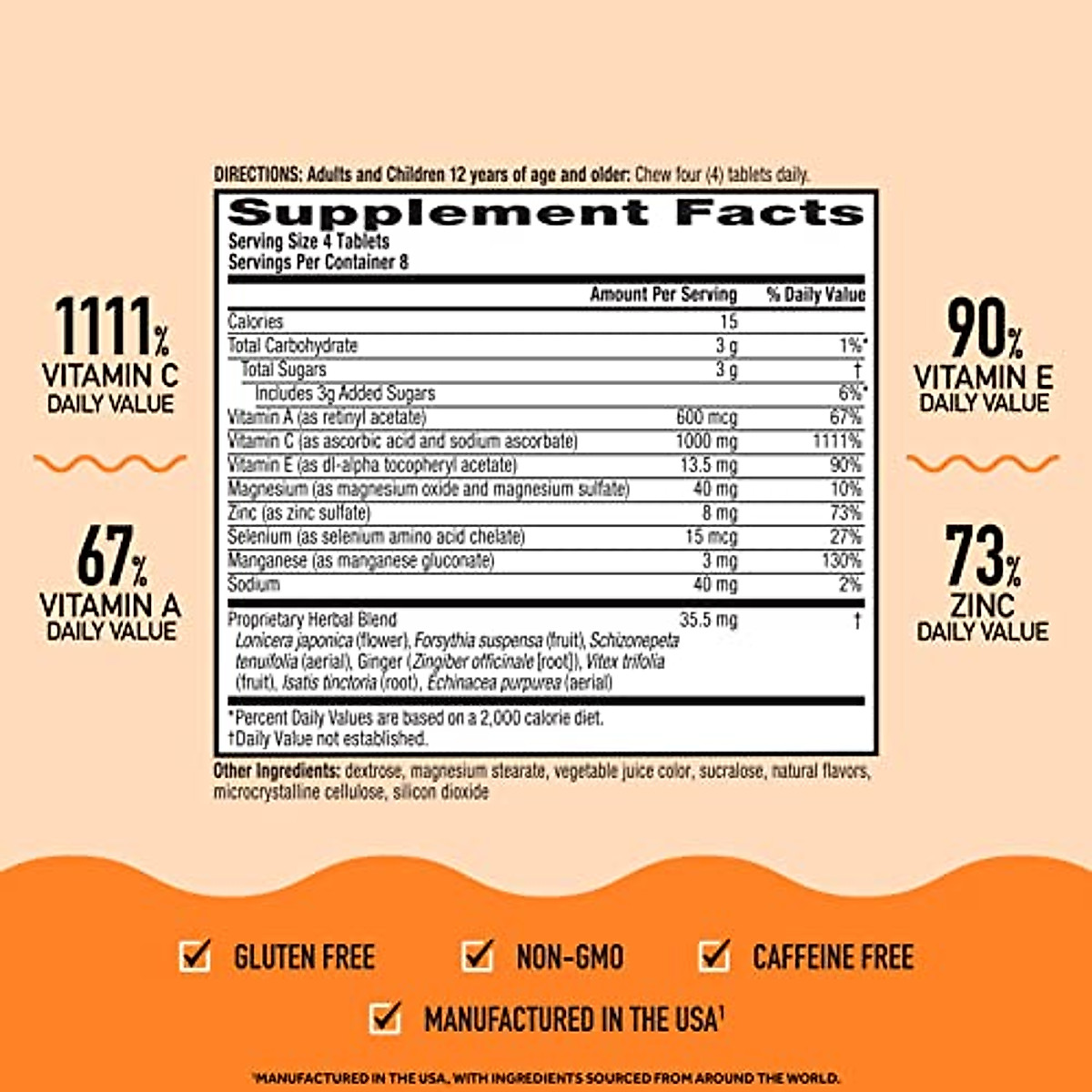 Airborne Vitamin C 1000mg (per serving) - Very Berry Chewable Tablets (32 count in a box), Gluten-Free Immune Support Supplement, With Vitamins A C E, ZINC, Selenium, Echinacea & Ginger, Antioxidants