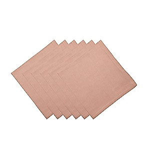 Country Maison Cloth Napkins | Pack of 6 Dinner Napkins | 18”X18” | 100% Cotton Cocktail Napkins | Table Napkins | Chambray | Peach