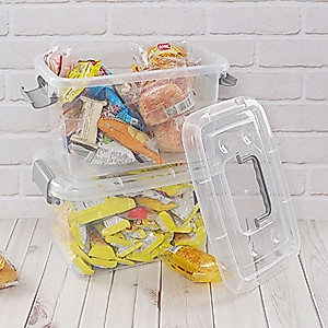 Pekky 5.5 Quart Plastic Latching Storage Bin with Handle, 6 Packs Small Stackable Container Box