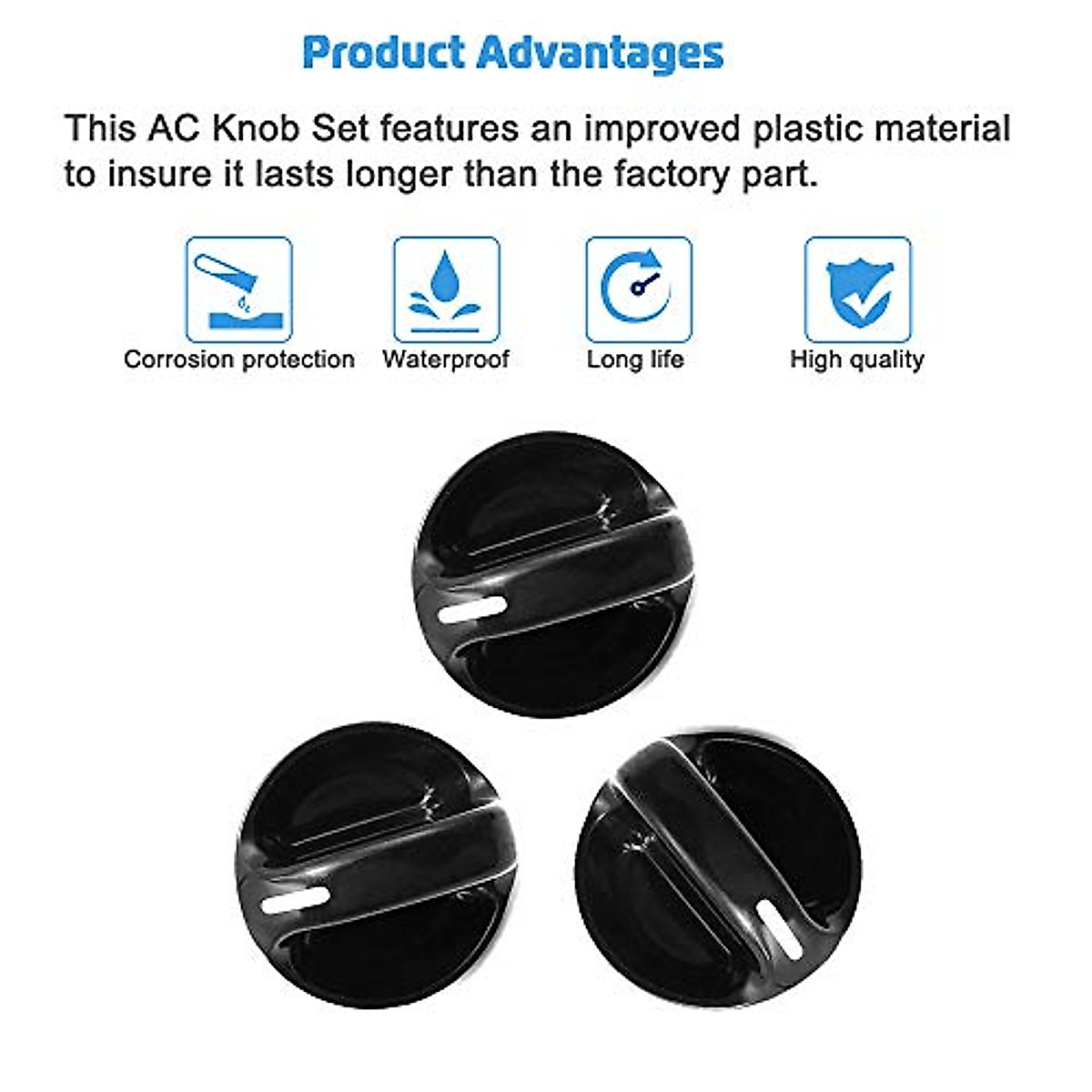 AC Climate Control nob Switch - Set of 3 - Replaces# 55905-0C010, 559050C010 - Fits Toyota Tundra 2000, 2001, 2002, 2003, 2004, 2005, 2006 - Air Conditioner Replacement Switch K001ACS
