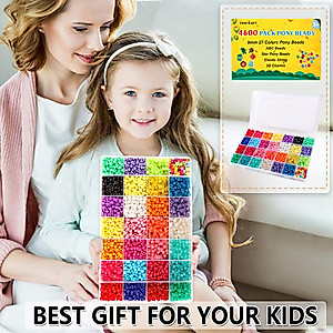 Pony Beads, 4,600 pcs 9mm Pony Beads Set in 27 Colors with Letter Beads, Star Beads and Elastic String for Bracelet Jewelry Making by INSCRAFT