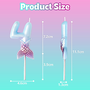 laackys Birthday Candle Number 4 Candles, Blue Purple Birthday Cake Candles, Cake Happy 4th Birthday Candles | Suitable for Mermaid Cake Decoration Birthday Party Supplies (4)