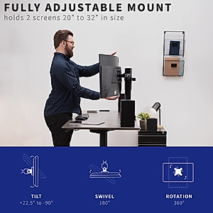 VIVO Integrated 63 x 32 Inch Electric Standing Desk and Motorized Dual Monitor Mount, 1 Touch Height Adjustment, Fits up to 32 inch Monitor Screens, Memory Control Pad, Black, DESK-KIT-SET1B