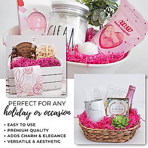 MagicWater Supply Soft & Thin Cut Crinkle Paper Shred Filler (1/2 LB) for Gift Wrapping & Basket Filling - Raspberry