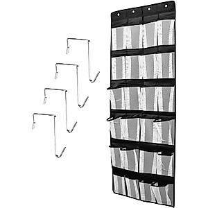 NINEFOX 24 Pockets for Stanley Cup Organizer, Rain Cup Organizer for Stanley Cup, with Hooks, Foldable, for Home, Kitchen, Classroom, 32*27*2.5cm, Black, 22359885