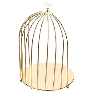 Hemoton Cupcake Stand Metal Bird Cage Makeup Organizer Cosmetic Rack Dessert Stand Necklace Earring Organizer Vanity Tray Perfume Lotion Bottle Shelf for Desk Organizer