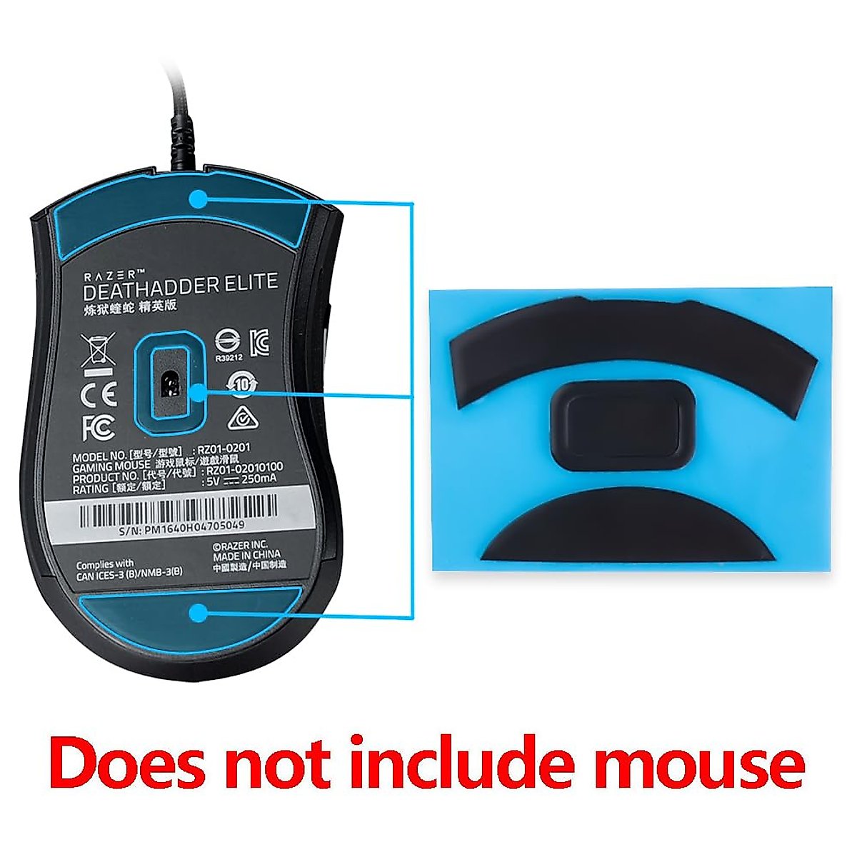 HUYUN New Mouse Skates & Mouse Feet & Mice Feet & mouseskates for Razer Deathadder Elite （Comes with 2 Sets）