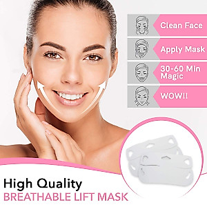 V Shaped Slimming Face Mask | Double Chin Reducer for Firming Moisturizing & Contour Lifting | Instant Lift Strap Wrinkles Remover | V-Line Beauty Band Patch with Collagen Vitamin E & C - 5 Pack