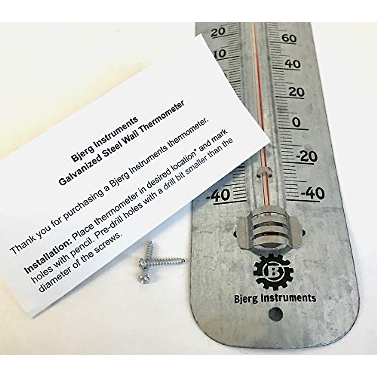 Bjerg Instruments Galvanized Steel Large Outdoor Thermometer 11.65 Inch Wall Thermometer