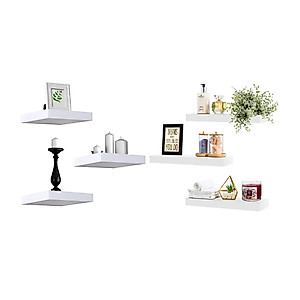 Sorbus Floating Shelves Bundle - Rectangular and Square Sets - 6 Floating Shleves - Hanging Wall Shelves for Home Decor, Photo Frames, & Trophy Display