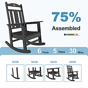 nalone Outdoor Rocking Chairs Set of 2, Oversized Porch Rocker Chair for Adult, All-Weather Resistant Patio Rocking Chair for Garden Lawn(White)