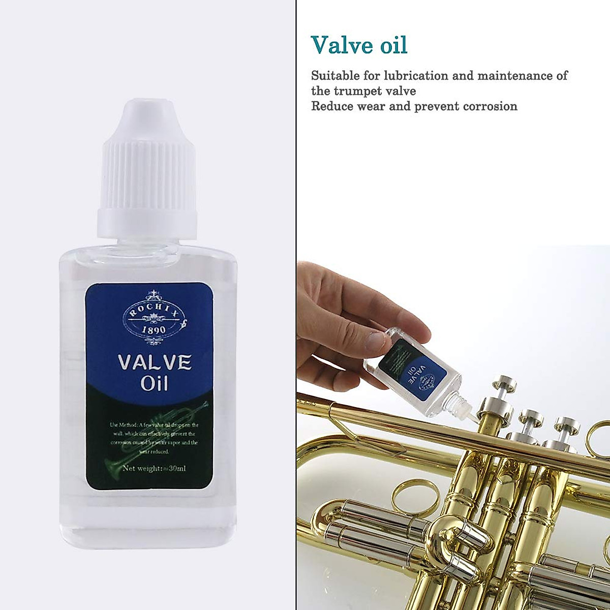 Trumpet/Cornet Cleaning and Maintenance Cleaner Care Kit with Valve Oil, Tuning Slide Grease, Flexible Brush, Valve Brush, Mouthpiece Brush, Cork Grease, Cleaning Cloth, and More in Khaki