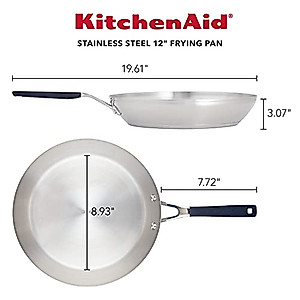 KitchenAid Stainless Steel Frying Pan/Skillet, 12 Inch, Brushed Stainless Steel
