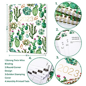 2023 Planner - Planner 2023, 2023 Planner Weekly and Monthly with Printed Tabs, Jan. 2023-Dec. 2023, 8'' × 10'', Monthly Printed Tabs, Twin-Wire Binding, Perfect for Home Office Using