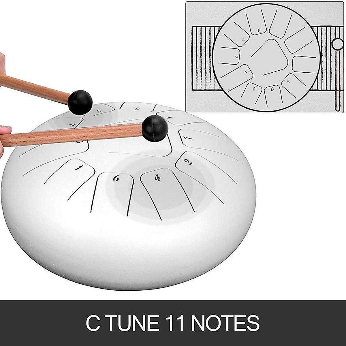 JLDN Steel Tongue Drum 11 Notes, 12 Inches Hand Pan Drums with Mallets Bracket Tonic Sticker Drum Bag Tank Drum Handpan Drum Percussion Instrument for Relax Mind,Pink