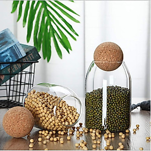 Piscepio Glass Jar with Wood Lid Ball Jar Small Food Storage Container Clear Candy Jars Canister Sugar Coffee Tea Beans Spice Salt Storage 2 PSC 500 ML