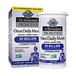 Garden of Life Probiotics for Men - Dr Formulated 50 Billion CFU Probiotic + Prebiotic Fiber for Men’s Digestive & Immune Health, 15 Strains, Daily Constipation Relief, Gas & Bloating, 30 Capsules