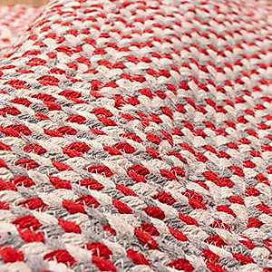 Super Area Rugs Tri-Color Cotton Farmhouse Braided Cotton Rug - Buffalo Check Red,White,Gray 4' x 6' Rectangle