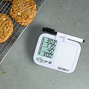 Taylor Four-Event Digital Timer with Whiteboard for School, Learning, Projects, and Kitchen Tasks, white