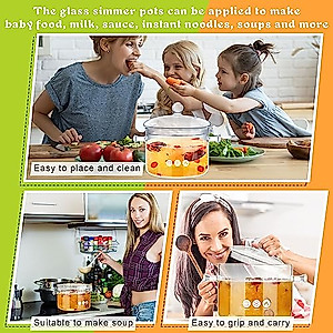 2 Pcs Glass Pots for Cooking on Stove Set Glass Saucepan with Cover Heat Resistant Clear Pots and Pans Set Stovetop Glass Cookware Simmer Pot with Lid for Soup Milk (1.3 L, 1.5 L, Classic Style)