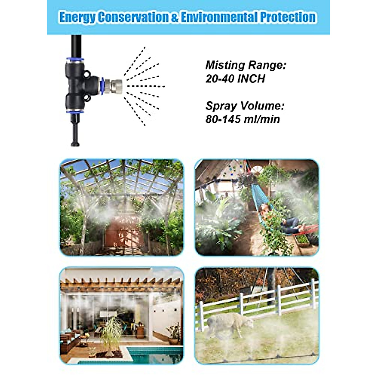 Tesmotor Misters for Outside Patio, 26FT Misting Line + 9 Brass Nozzles ...