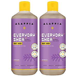 Alaffia Everyday Shea Body Wash, Naturally Helps Moisturize and Cleanse Without Stripping Natural Oils with Fair Trade Shea Butter, Neem, and Coconut Oil, Lavender, 2 Pack - 16 Fl Oz Ea