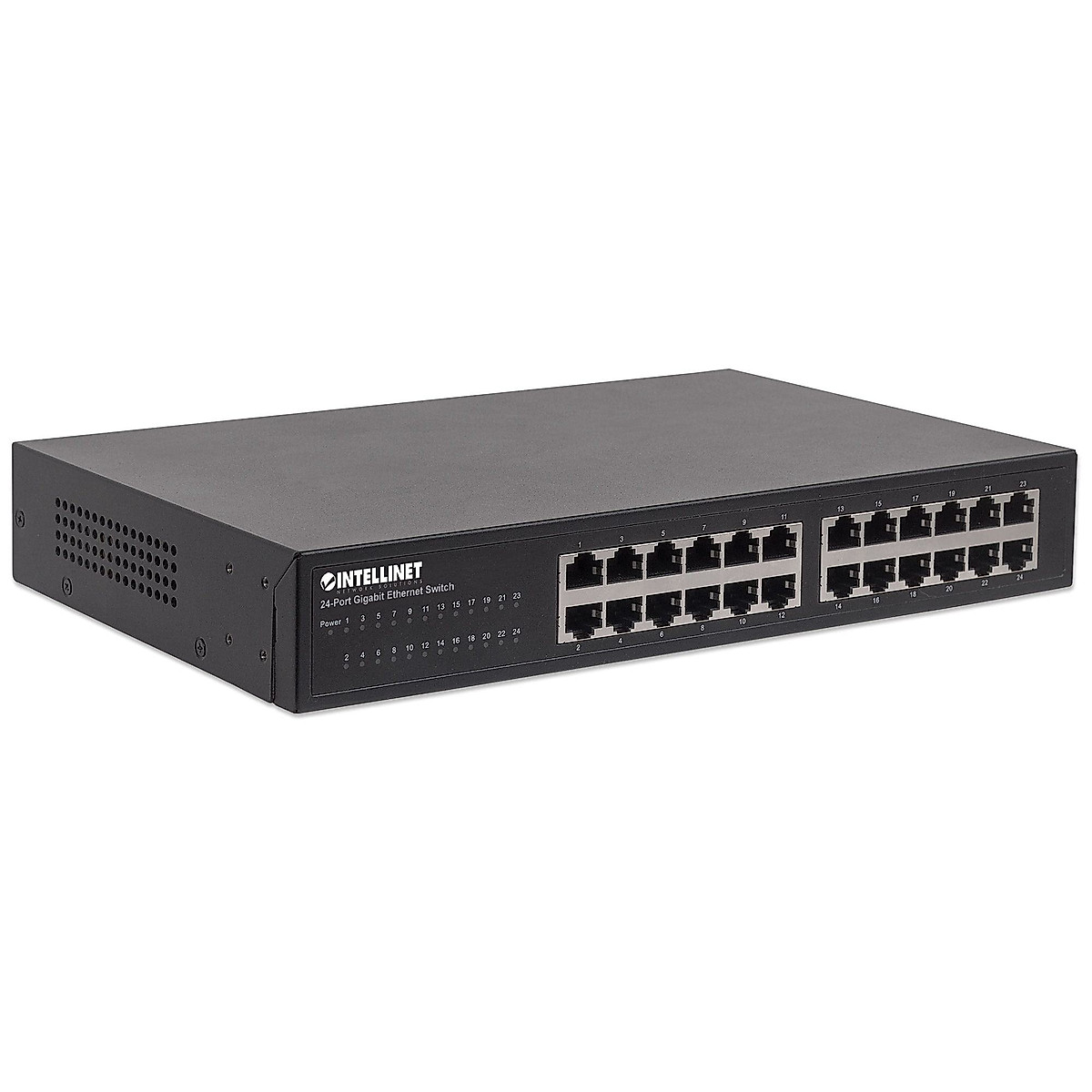 Intellinet 24 Port Gigabit Ethernet Switch - Unmanaged, 10/100/1000 Mbps Ports, Rackmount & Desktop, Sturdy Metal Design, Fanless Quiet, EEE, Flow Control – 3 Yr Mfg Warranty - 561273