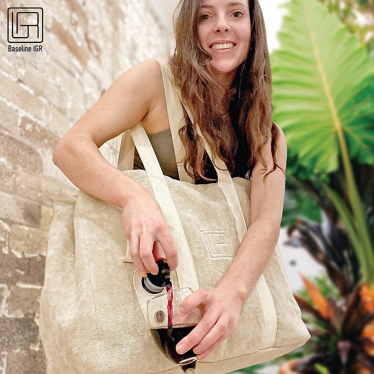 Baseline IGR Tote Bag | Large Elegant and Versatile Tote Purse | Internal Cooler Bag | Long Canvas Strap | Beach Fashion Shoulder Bag