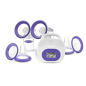 Lansinoh Smartpump 3.0 Double Electric Breast Pump, Portable and Rechargeable, Connects to Baby App, Hospital Strength Suction for Breastfeeding Moms