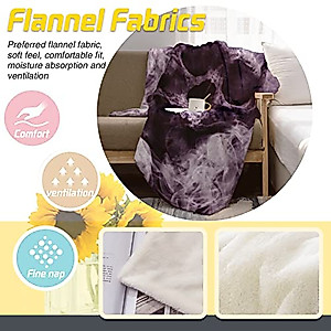 Purple Skull Soft Throw Blanket All Season Microplush Thick Warm Blankets Tufted Fuzzy Flannel Throws Blanket for Bed Sofa Couch 80"x60"