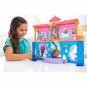 Mattel Disney Princess The Little Mermaid Toys, Ariel Doll House Stackable Castle with Land & Sea Levels, Small Doll, 1 Friend, 12 Pieces, Pool