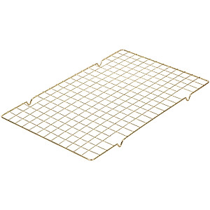 Wilton Non-Stick Diamond-Infused Large Navy Blue Cookie Sheet with Gold Cooling Grid Set, 11 x 17
