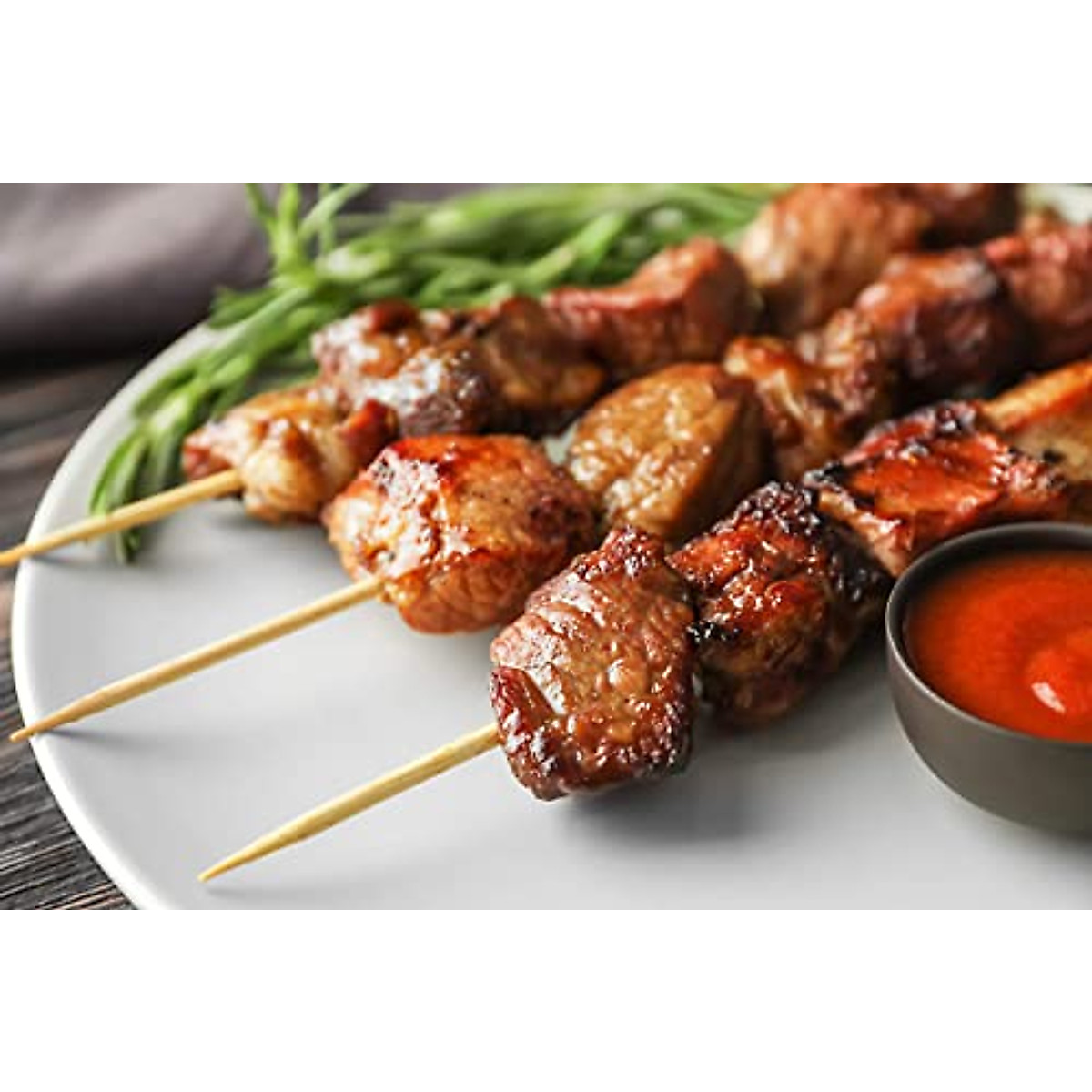 DecorRack 100 Natural Bamboo Skewer Sticks, Natural Wood Barbecue Skewers for Grilling, Kabob, Fruit, Appetizers, Cocktail, Brunch, Chocolate Fountain, BBQ Skewers, 12 inch (Pack of 100)